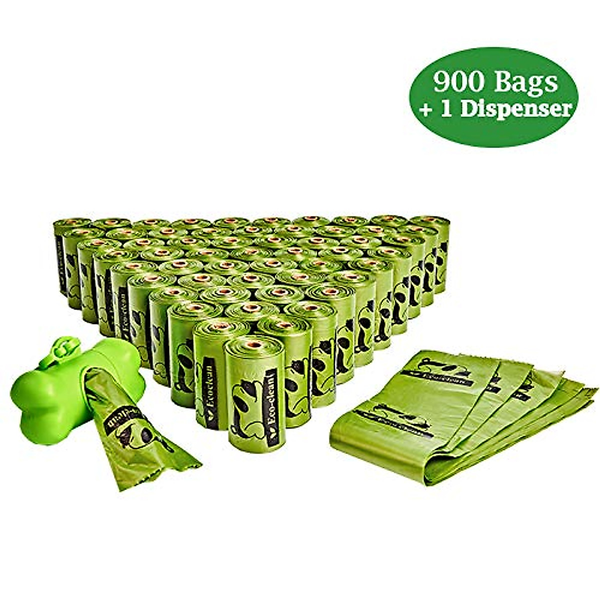 Dog Poop Bags, 60 Rolls / 900 Count Dog Waste Bags with Dispenser and Leash Clip, Unscented, Extra Thick and Strong Poop Bags for Dogs