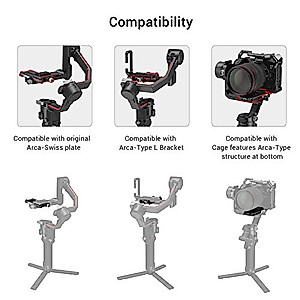 SMALLRIG Camera Quick Release Plate Adapter with Arca-Swiss for DJI RS 2/RSC 2/RS 3/RS 3 Pro & for Ronin-S Gimbal - 3061