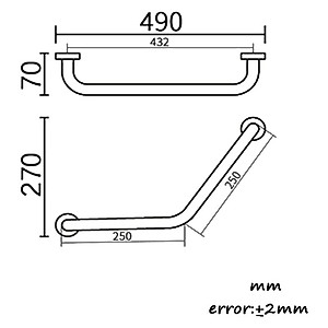 ALDEPO Grab Bars Stainless Steel Grab Bar, Grab Rails，Elderly Pregnant Women with Disabilities, Safety Non-Slip Barrier-Free Handrail, for Bathtub, Toilet, Kitchen