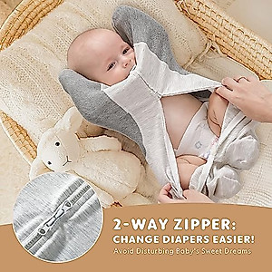 GROWNSY Baby Swaddle for Newborns, Moisture-Wicking Fabric for Better Sleep, Infant Swaddles Blanket, Sleep Sack 0-3 Month, Cotton, Newborn Essentials, Promotes Healthy Hip Development, Gray, 1.0 TOG