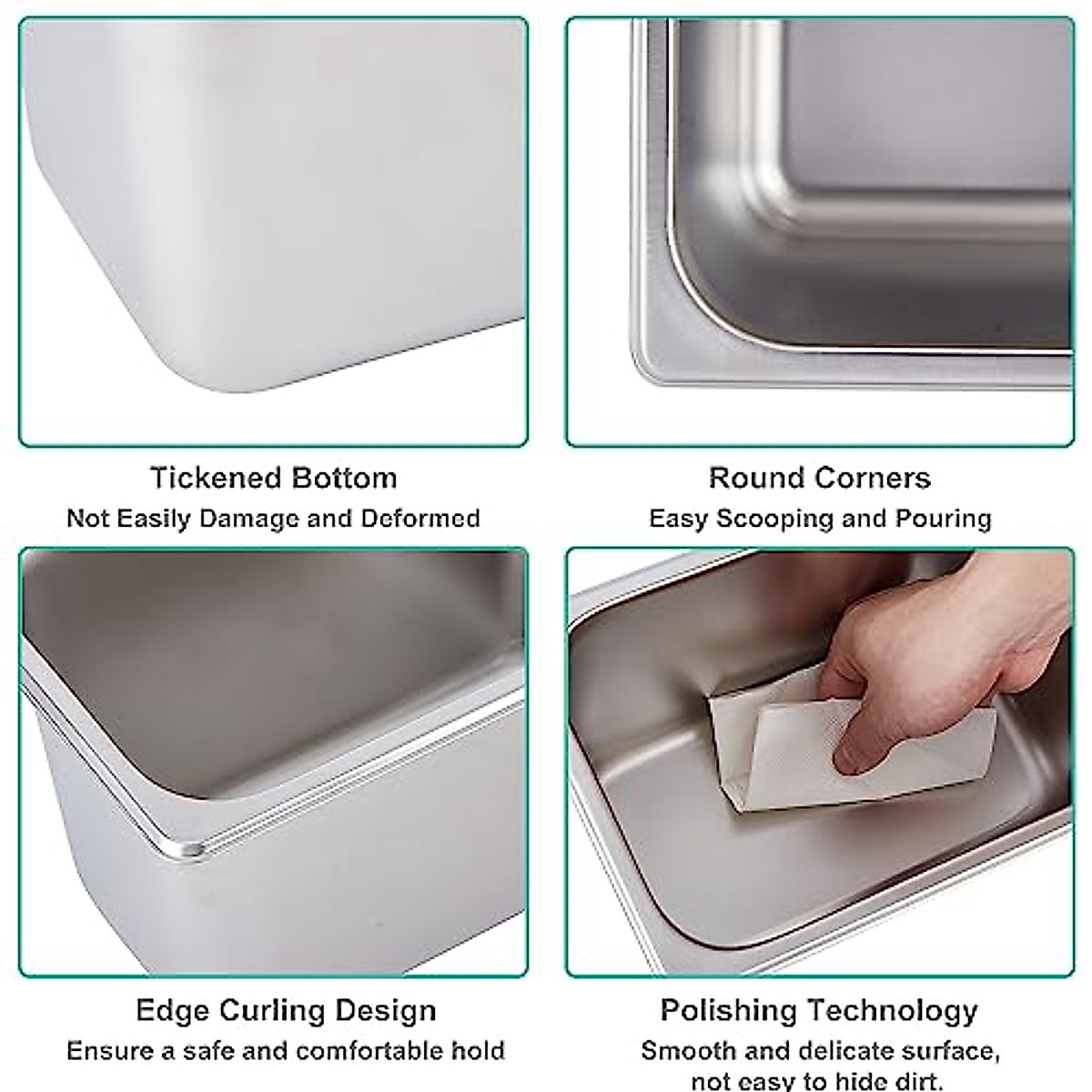 8 Pack Hotel Pans 1/4 Size Steam Table Pan with Lid,Commercial Stainless Steel Pan, Catering Food Pan for Food Warmer Party Restaurant Catering Supplies Restaurants