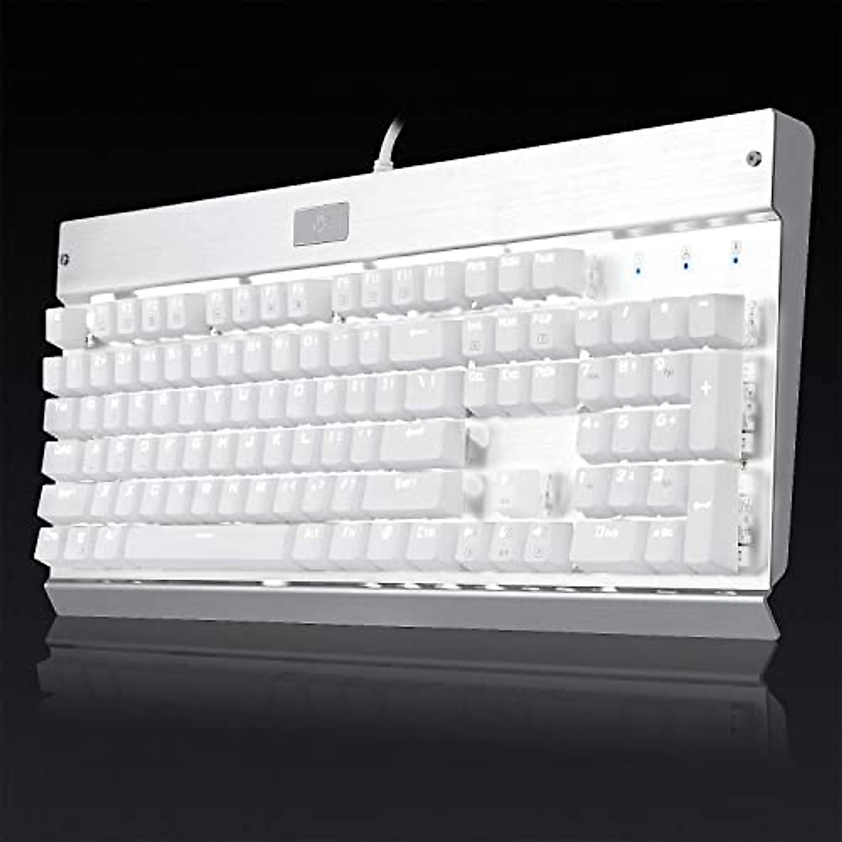 EagleTec KG010 Mechanical Keyboard Wired Ergonomic Brown Switches Equivalent for Office PC Home or Business (White Keyboard White Backlit)