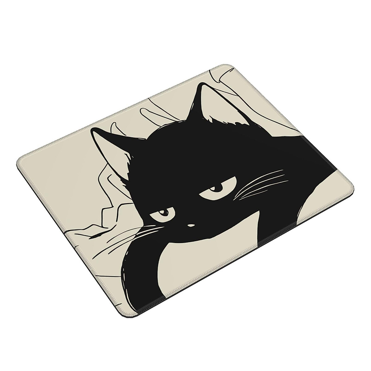 Black Cat Mouse Pad Cute Anime Kawaii Mouse Pads for Wireless Mouse Small Office Computer Mousepad for Desk Laptop with Non-Slip Rubber Base Mouse Mat, Sleepy Cat