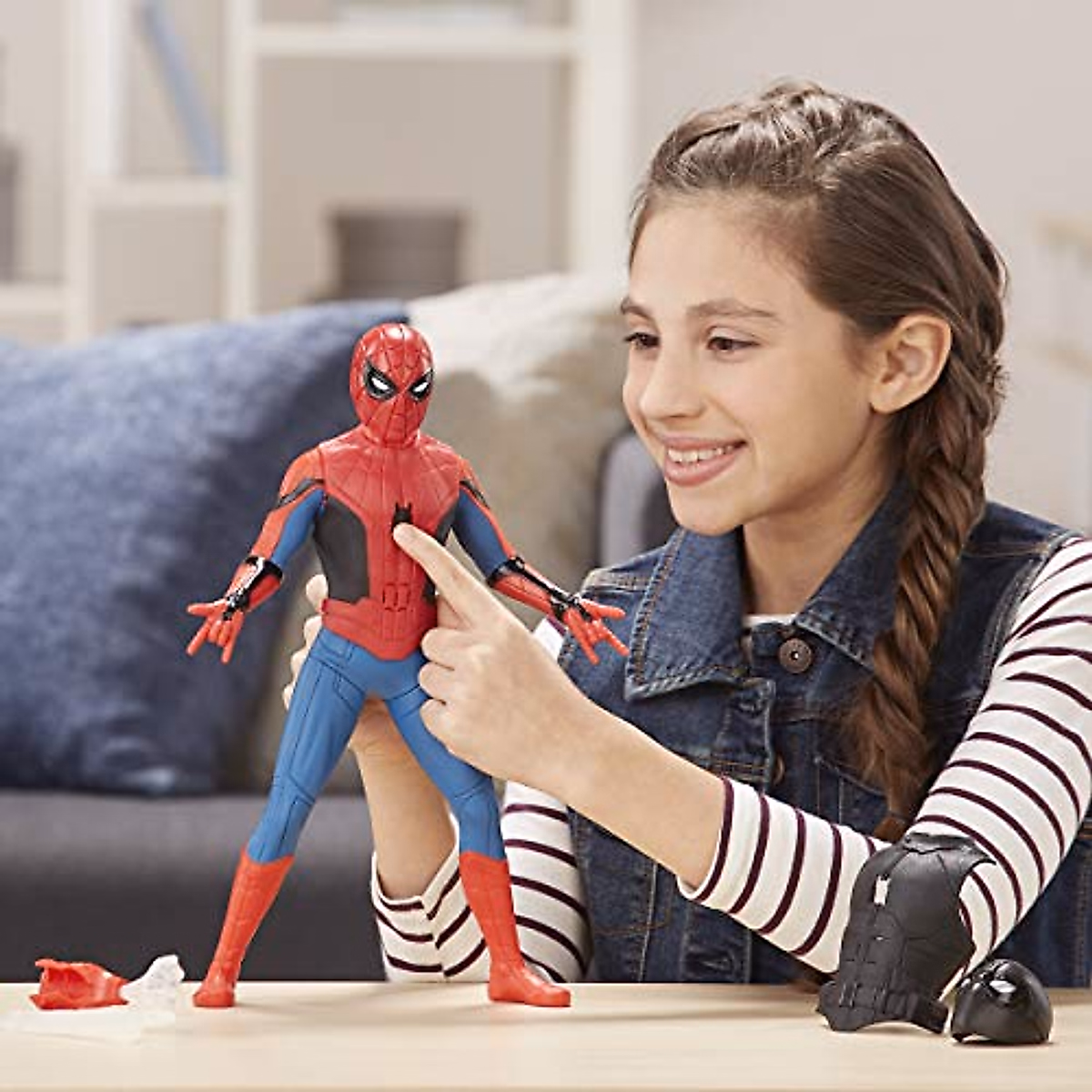 Spider-Man: Far from Home Deluxe 13-Inch-Scale Web Gear Action Figure with Sound FX, Suit Upgrades, and Web Blaster Accessory