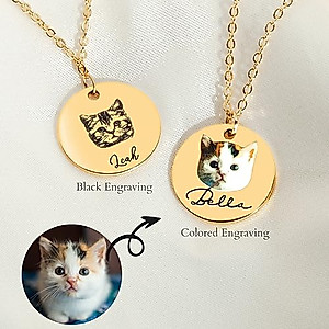 MignonandMignon Personalized Pet Gifts Custom Pet Jewelry Dog Necklace Cat Gift Custom Portrait Unique Gift LCN-AP (Silver)