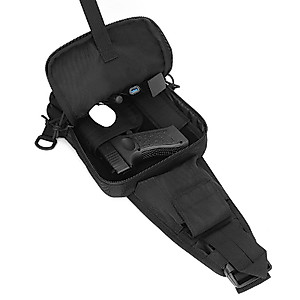 LarKoo Tactical Chest Sling Pistol Bag Concealed Carry Handgun Chest Crossbody Pack Holster Shoulder Bag for Right Left Hand Ambidextrous