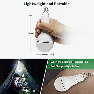 4 Pack Portable Emergency LED Bulbs, Afoskce USB Rechargeable Camping Light with Remote Timer, 5 Lighting Modes, with Hook, 1500mAh Smart Light Bulbs for Emergency, Camping, Hiking, Hurricane Outage