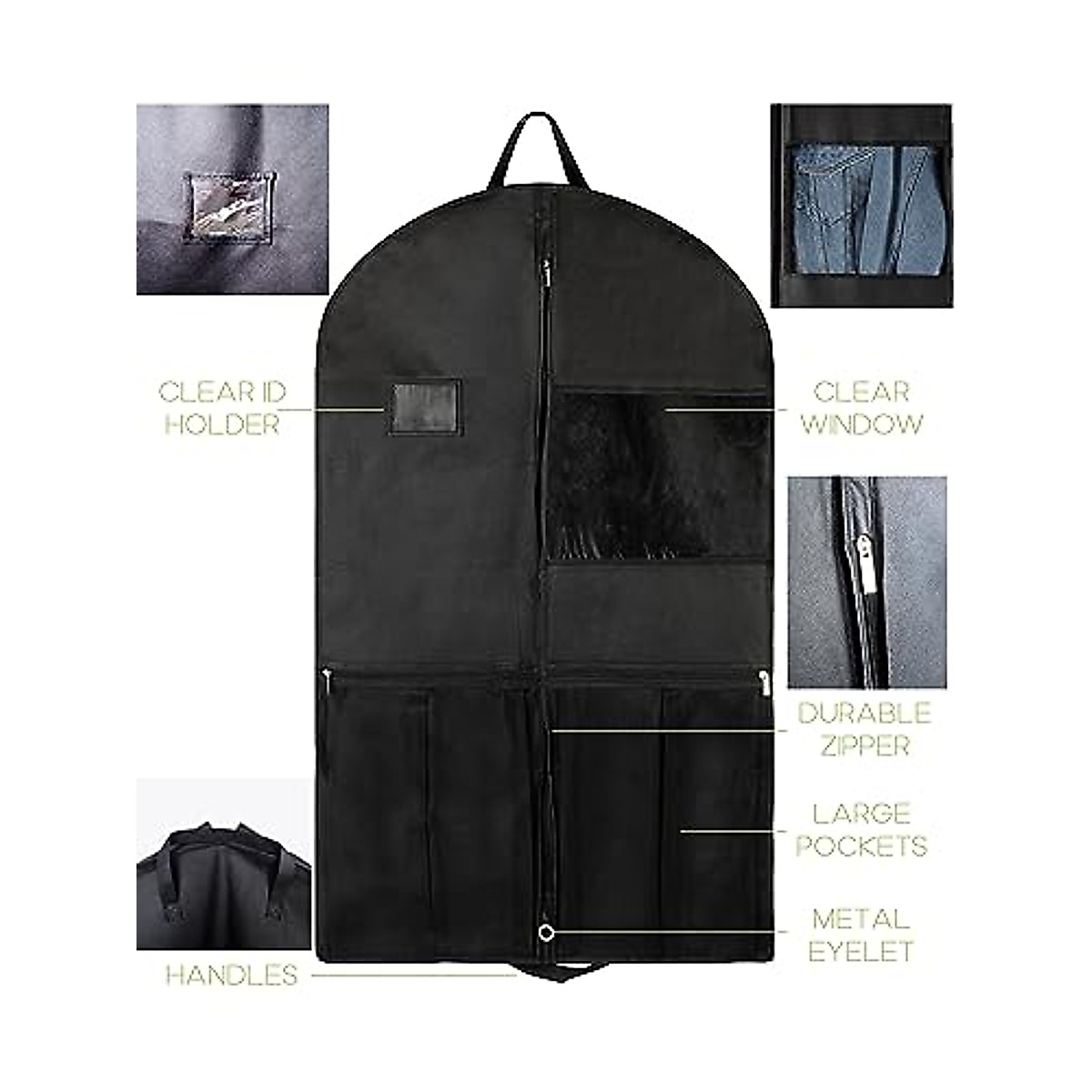 BAGYHACKS™ 43-Inch Heavy Duty Garment Bag w/Pocket for Dresses, Suits, Jackets, Shoes
