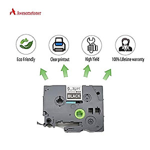 Awesometoner Compatible Replacement for P-Touch Brother TZe-325 (TZ325) use with GL100, PT200, PT1000, PT1000BM, PT1010, PT1010B, PT1010NB, PT1010R, PT1010S, PT1090 (White on Black, 2-Pack)