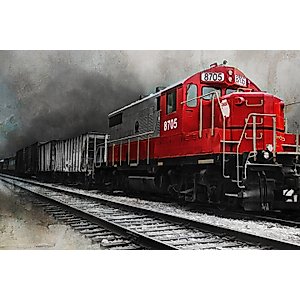 Locomotive Quilt Panel - AFT-010 - Panel Size is 20” X 13”, Quality Quilting Cotton, Digitally Printed