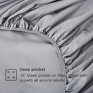 Best Season 400 Thread Count Cotton Queen Size Sheet Set (Gray Color) 4 Piece - 100% Long Staple Cotton Sheets Set, Soft Cotton Bed Sheets Sets with Deep Pocket fit Upto 16 inch