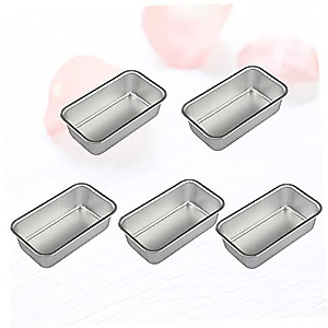 Hemoton 5pcs Pastry Dough Square Tray Stainless Steel Toaster Oven Toast Baking Pan Loaf Baking Dish Dough Bread Pan Silver Household Baking Plate Kitchen Supplies Small Bread Brownie Mold