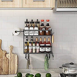 Godboat Over The Toilet Storage, 2-Tier Bathroom Organizer Shelves, Multifunctional Toilet Rack,No Drilling Space Saver with Wall Mounting Design (Black)