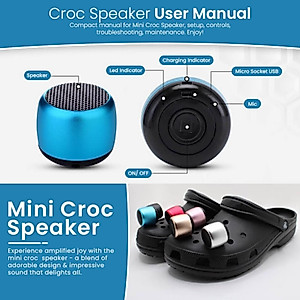UUEENN Croc Speaker, Mini Speaker for Crocs, Halloween Mini Speaker, Bluetooth Croc Charm, Black