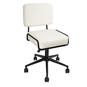 KLASIKA Ergonomic Office Chair with Padded Armrests and Lumbar Support, Faux Leather Desk Chairs fith Wheels, Comfortable Executive Office Chair for Home and Office, Black