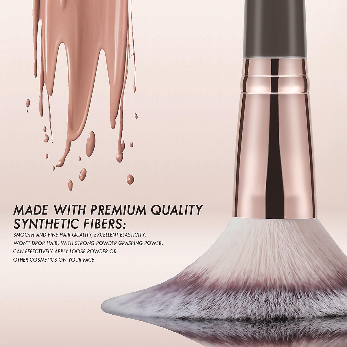 KINGMAS Foundation Makeup Brush, Double-ended Angled/Round Top Contour Brush for Beauty Blending Liquid Powder, Concealer Cream Cosmetics Blush Makeup Brush (Brown)