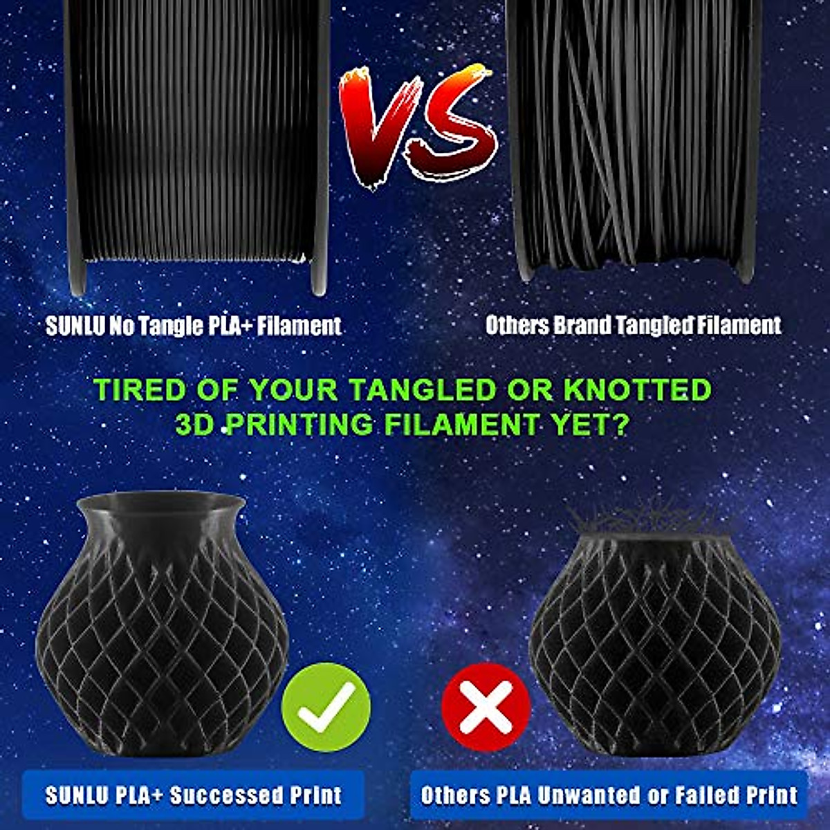 SUNLU PLA+ Filament 1.75mm 10KG PLA Plus 3D Printing Filament for 3D Printer & 3D Pens Tolerance Accuracy +/- 0.02 mm, 11x1KG (10 Colors)