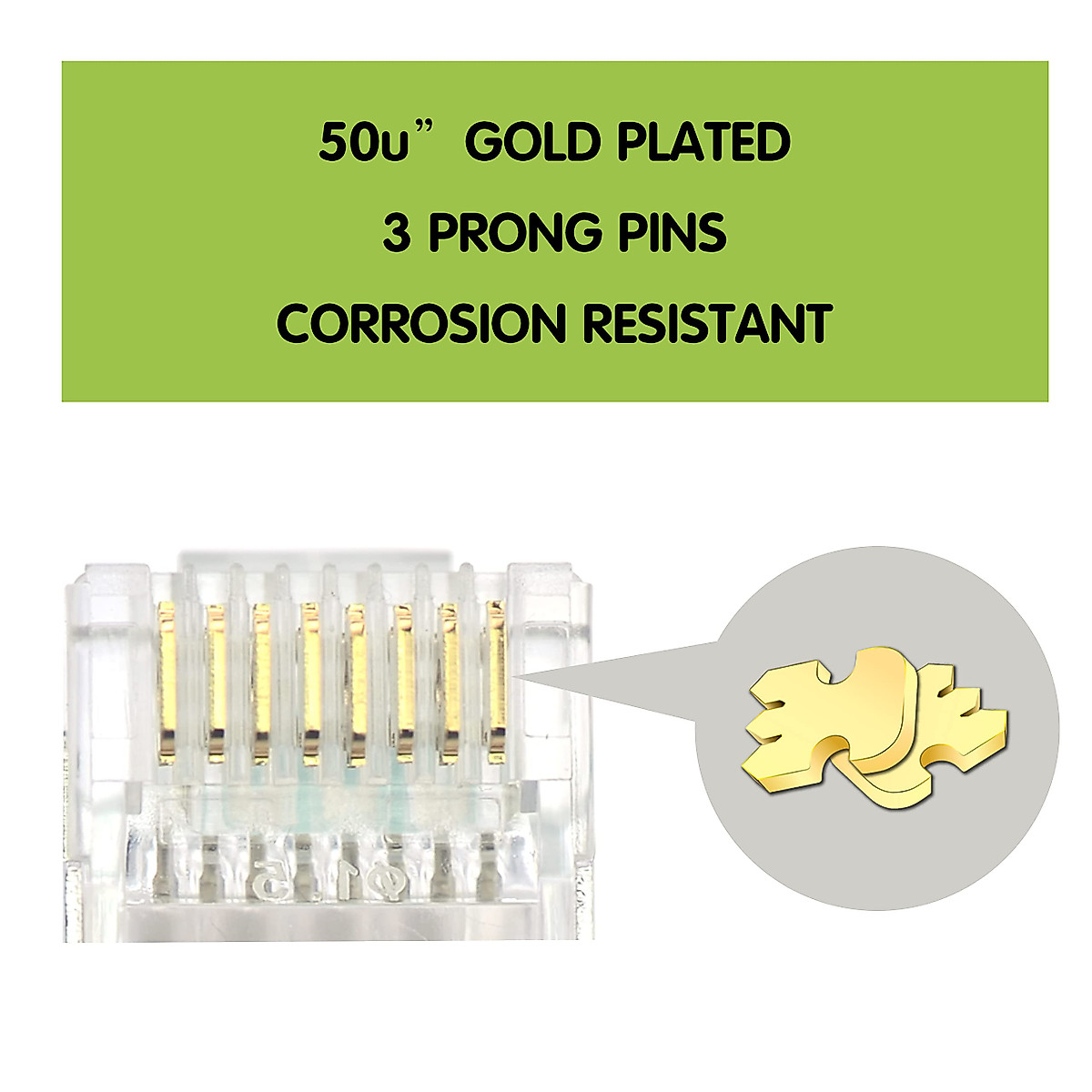 LEENUE CAT7 RJ45 Connector (30 Pack) 50μ Gold-Plated CAT6A RJ45 Pass Through Ethernet Plug for CAT7 Solid or Stranded Thick Network Cable 23 AWG