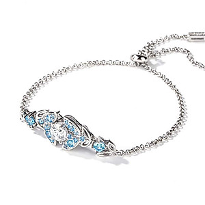 Jeulia Butterfly Round Cut Sterling Silver Bracelet for Women Teen Girls Bride Girlfriend Wife with Jewelry Box