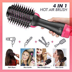 Blow Dryer and Styler Brush - Multi-function Hot Air Volumizer with Negative Ion Anti-Frizz, Ceramic Titanium 75 MM Oval Barrel