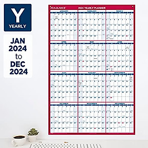 AT-A-GLANCE 2024 Monthly Erasable Calendar, Dry Erase Wall Planner, 48" x 32", Extra Large, Vertical/Horizontal, Reversible (PM3262824)