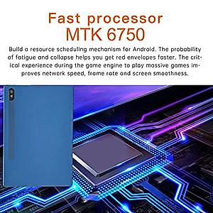 soobu 10 Inch Tablet, Dual Camera 4G Network Office Tablet Blue 6GB RAM 256GB ROM IPS Screen for School (US Plug)