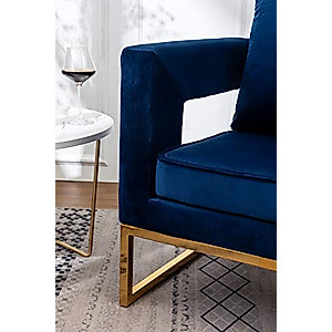 Roundhill Furniture Lenola Upholstered Accent Arm Chair, Blue 29.75D x 27.5W x 34.5H Inch