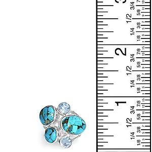 YoTreasure Blue Turquoise Topaz Solid 925 Sterling Silver Chunky Ring Jewelry