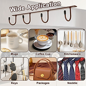 6PCS Coffee Mug Hooks Under Cabinet, Coffee Mug Hanger, Coffee Cup Hooks for Hanging Under Cabinet Metal Coffee Mug Hanging Rack Under Cabinet Bronze Under Cabinet Mug Hangers for Kitchen Coffee Bar