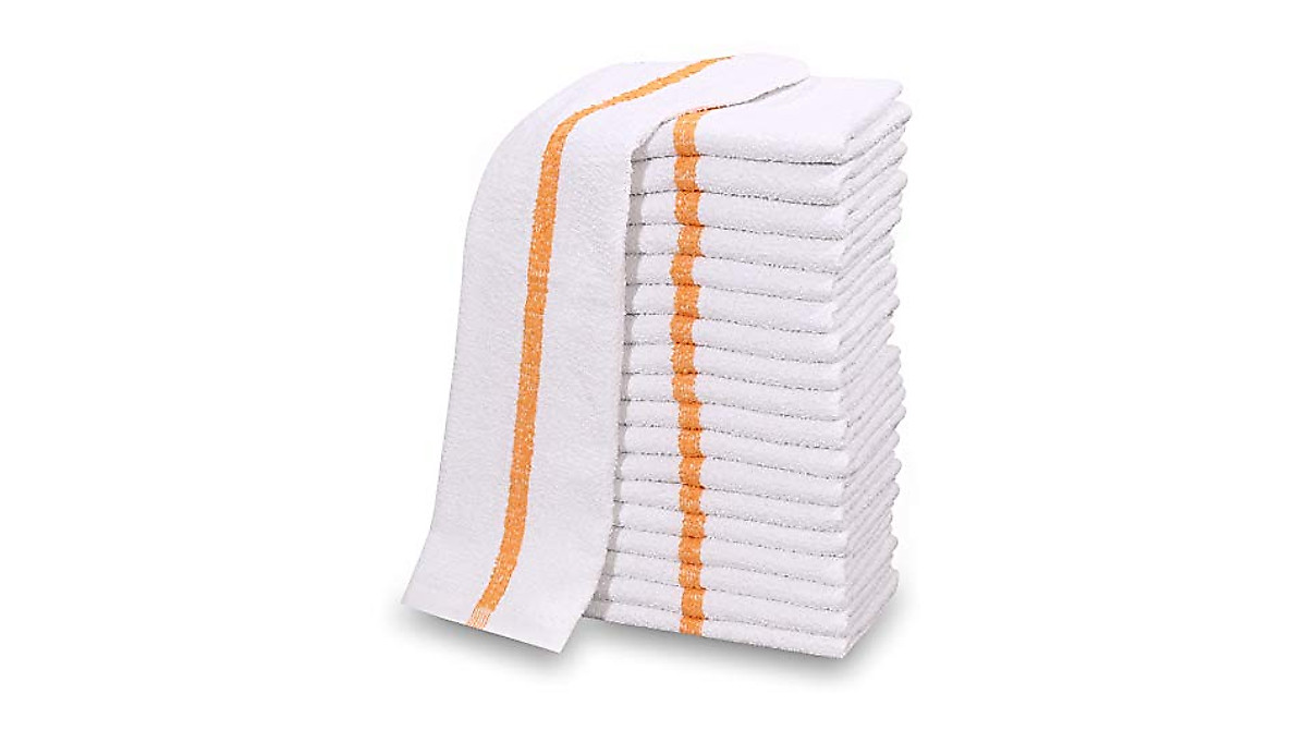 12 PC Cotton Blend White Restaurant & Kitchen Towels - Durable & Absorbent