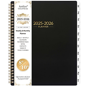 Planner 2023-2024 - Academic Planner 2023-2024 from Jul.2023 - Jun.2024, 2023-2024 Planner Weekly & Monthly with Tabs, 8" x 10", Flexible Cover, Thick Paper, Twin-Wire Binding, Perfect Daily Organizer - Black