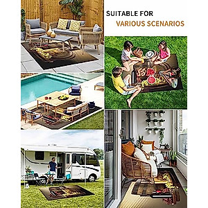 Outdoor Rug Mats,Cask Barrel Wine Glass Fruit Grape Indoor Area Rugs RV Camping Rugs Outside Mat 4x6ft,Floor Carpet for Patio Porch Deck Backyard Picnic Balcony Farmhouse Cellar Wooden Table