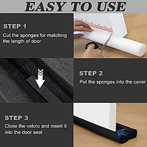 Door Draft Stopper, Draft Stopper for Bottom of Door 30-36",Under Door Draft Stopper Weather Stripping,Door Sweep Soundproof, Black