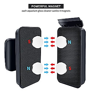 Fish Tank Magnetic Glass Cleaner, Magnetic Aquarium Glass Cleaner, Aquarium Magnet Cleaner with Detachable Scraper, Aquarium Glass Cleaner Magnet 【Floating - Scratch Free - Non Slip】 - M