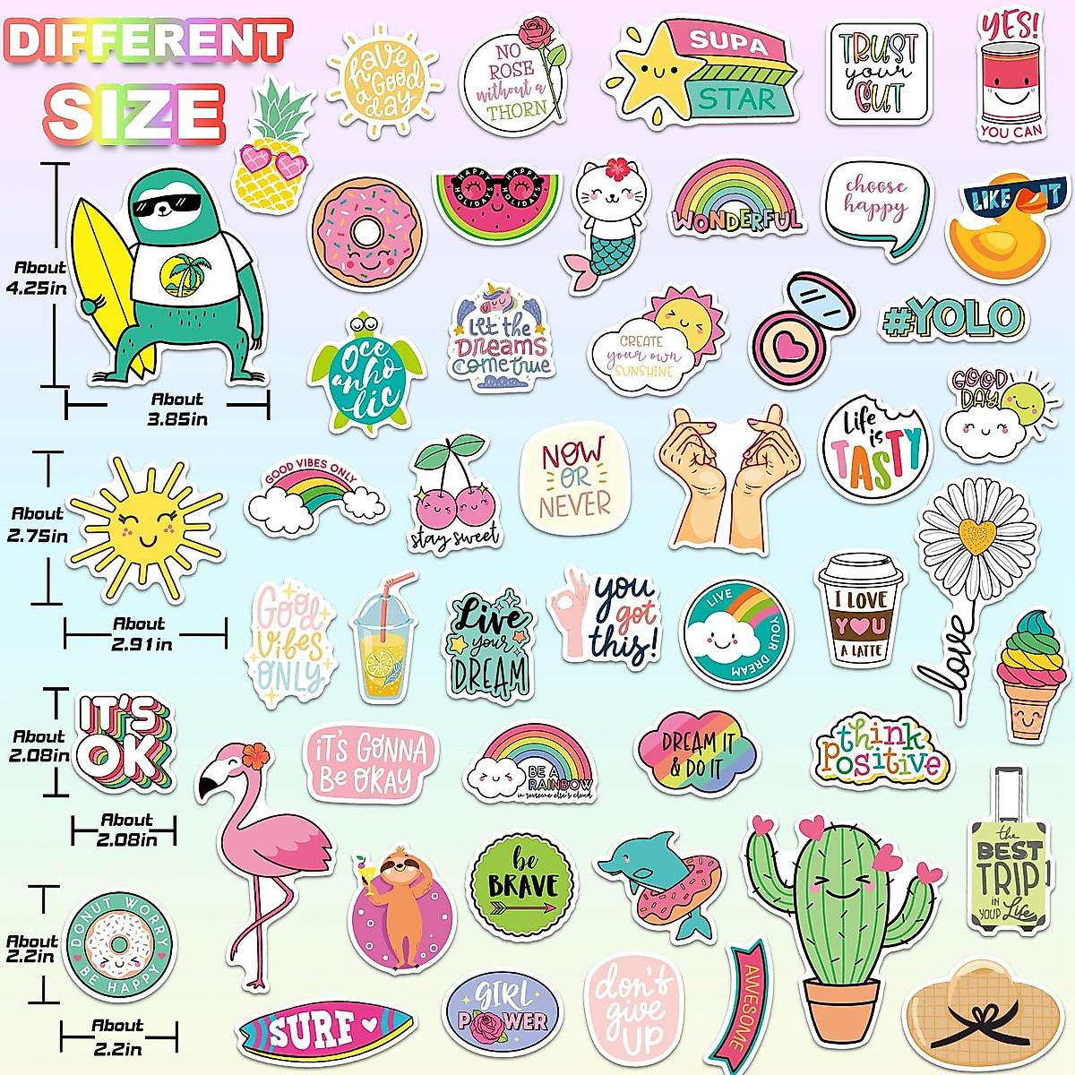145Pcs Water Bottle Stickers for Girls Teens Kids Waterproof Inspirational VSCO Vinyl Stickers for Laptop Skateboard Aesthetic Trendy Cute Word Stickers School Reward Decals