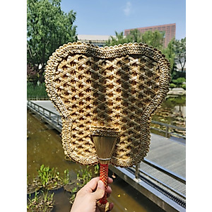 Kailinst Hand Woven Fan,Folding Hand Fan,Wheat Straw Hand Fan,Manual Fan,Hand Fans Women Foldable,Suitable for Summer,Barbecue,Decoration(7.2"Petal Fan)