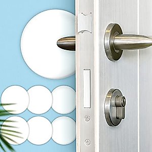 Door Stopper Wall Protector Large - 6 PCS White Rubber Round Door Knob Bumper Doorstop Stick with Strong Back Adhesive Shock Absorbent Wall Protectors from Door Knobs Cabinet Fridge Glass Corner 3.15"