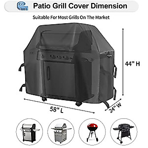 OutdoorLines Waterproof Heavy Duty BBQ Grill Cover - Universal Barbecue Grill Covers UV Resistant Barbeque Gas Grill Cover for Outdoor Universal Grills, 58L x 24W x 44H Inch, Black