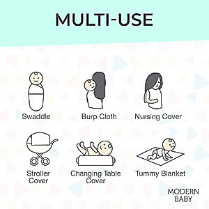 MODERN BABY Muslin Swaddle Blankets Newborn 2 Pack Soft Baby Wraps for Baby Girl 100% Cotton, White Floral