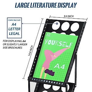 ChoiCARE Literature Catalog Rack, Foldable Magazine Brochure Display Stand, Magazine Floor-Standing with Portable Oxford Bag, for Office Store and Exhibition Trade Show (4 Pockets, Black)
