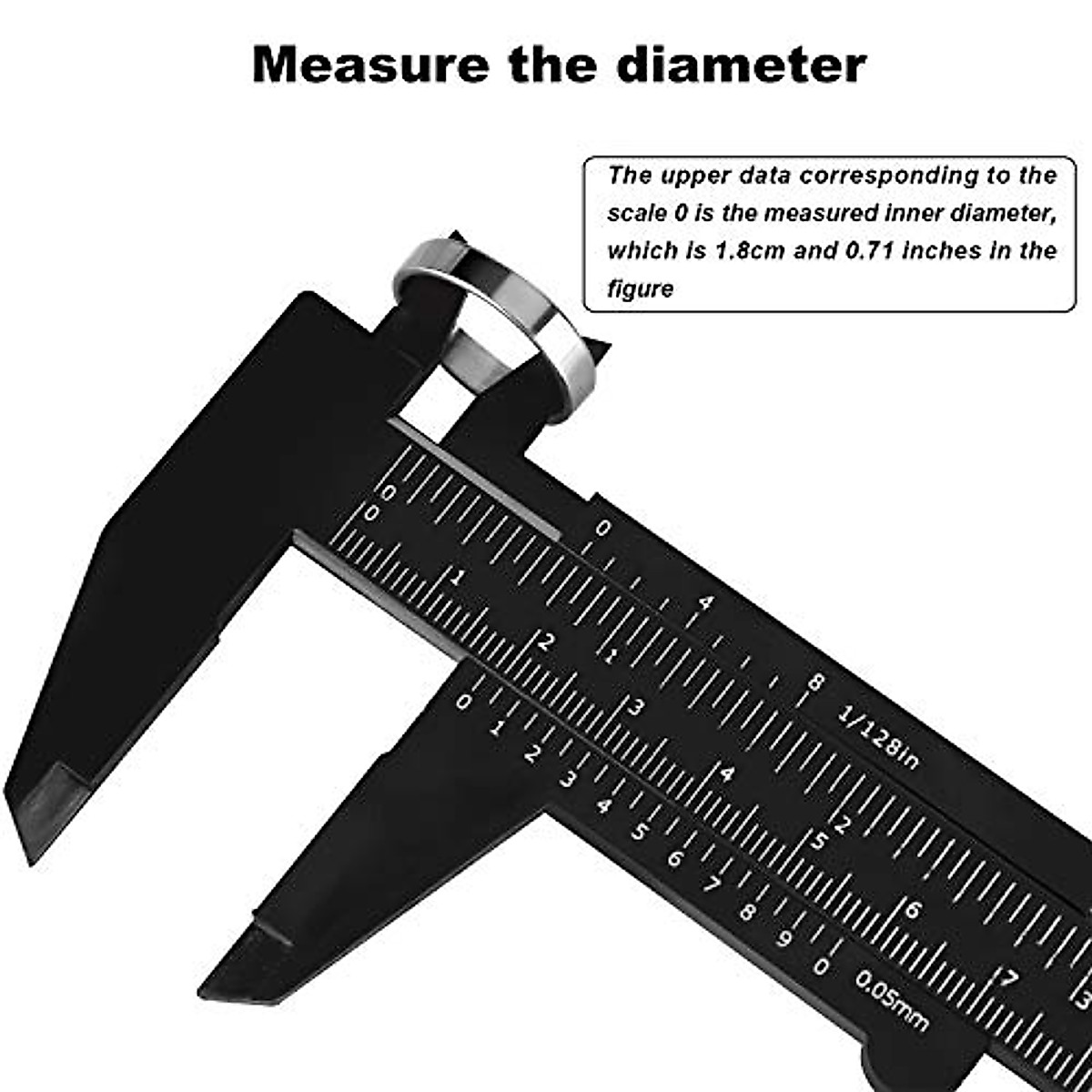 Honoson 10 Pieces 150 mm Mini Plastic Caliper Vernier Caliper Double Scale Sliding Gauge Measuring Tool for Student Office, 0-6 Inch, Black
