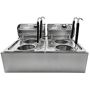 Noodle Cooking Machine - Commercial 110V Noodle Cooker with Four Baskets,Temperature Adjustable Boiler for Vegetables, Spaghetti, Dumplings, Soup, Fried Snacks