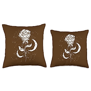 Roses Moon For Girls And Women Flower White Design Rose Throw Pillow, 16x16, Multicolor