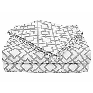 American Baby Company 100% Natural Cotton Percale Toddler Bedding Sheet Set, Gray Lattice, 3 Piece, Soft Breathable, for Boys and Girls