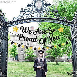 Glitter, We Are So Proud of You Banner - Large 10 Feet, No DIY | Graduation Banner for Black and Gold Graduation Party Decorations 2023 | Graduation Garland for Class of 2023 Graduation Decorations