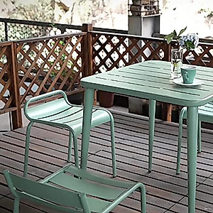 Lisuden Set of 2 Indoor-Outdoor Metal Dining Chairs, Patio Bistro Chair, Lower-Back Cafe Chairs with 18" Seat Height (Pea Green)