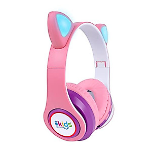 Singing Machine SMK302PP Kids Bluetooth, Wireless Cat Headphones, Pink