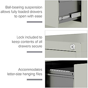 Pemberly Row 4 Drawers 52" Vertical Gray Metal Filing Cabinet Lockable Pre-Assembled Stationary Legal/Letter Size for Home, Office