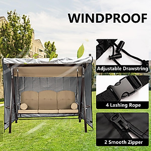 WEIMELL Outdoor Swing Cover 3 Triple Seater Waterproof Porch Swing Cover 420D Patio Swing Protector Cover(86W*48D*67H inch)