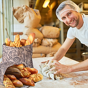 Tioncy 2 Packs Reusable Beeswax Bread Bags Linen Bread Storage Bag with Improved Beeswax Coating Homemade Bread Bags Beewax Food Wraps for Sourdough Bread for Loaf Fresh Freezer Baker Gifts(Brown)